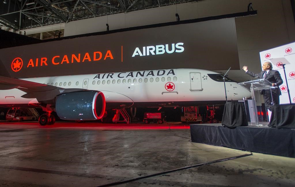 Eyeing U.S. and domestic markets, Air Canada unveils first Airbus A220 jet
