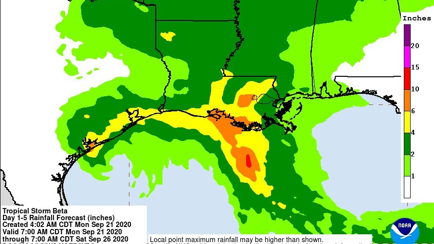 Tropical Storm Beta forecast to make landfall Monday