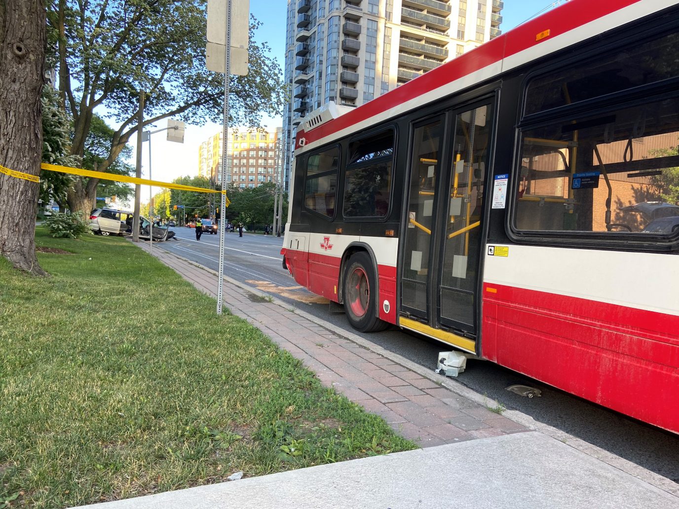 Woman dies in hospital following collision of van with TTC bus