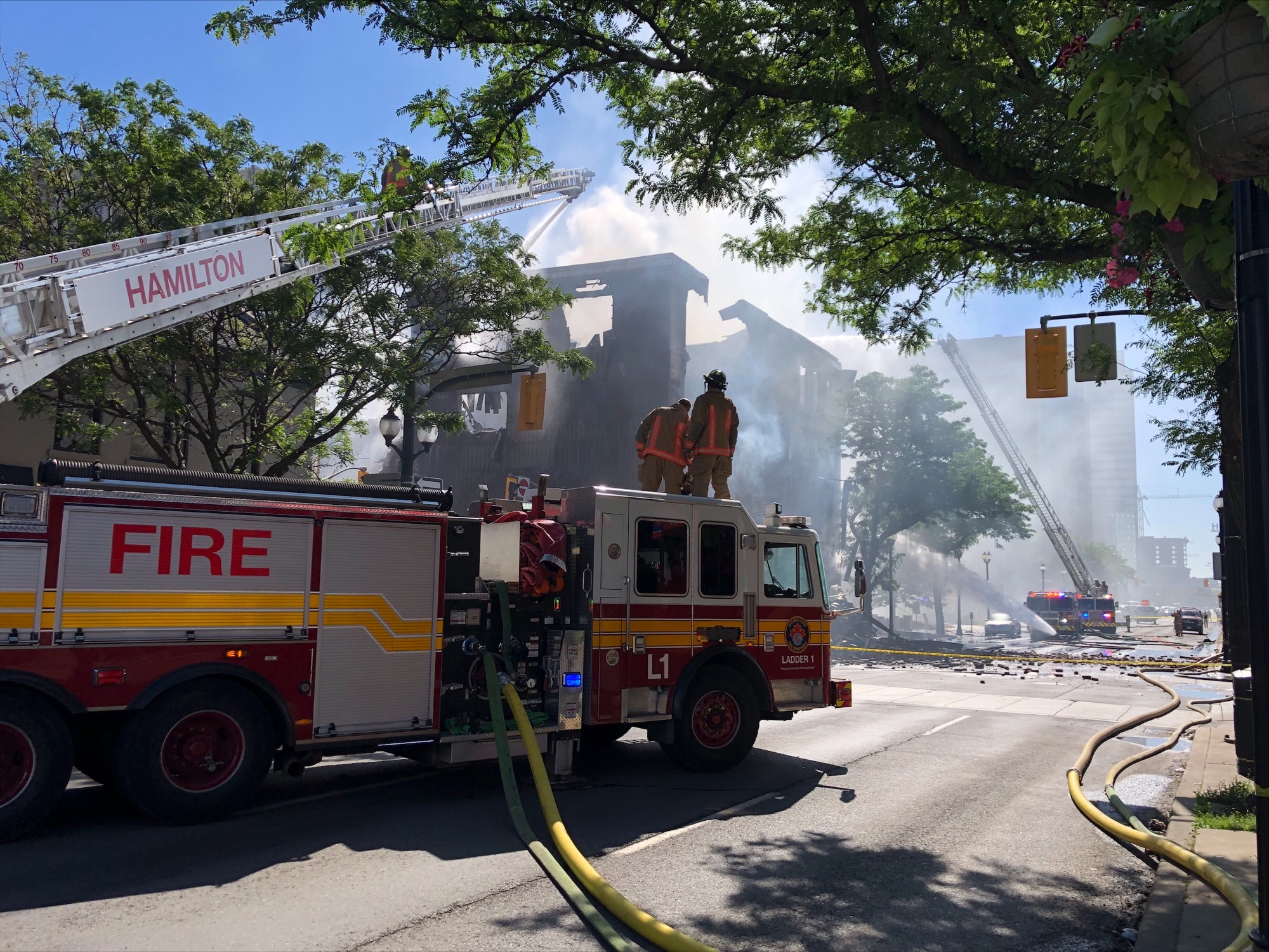 Fire crews battle 3-alarm fire in downtown Hamilton