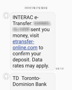 Warning about e-transfer text scam through Kijiji