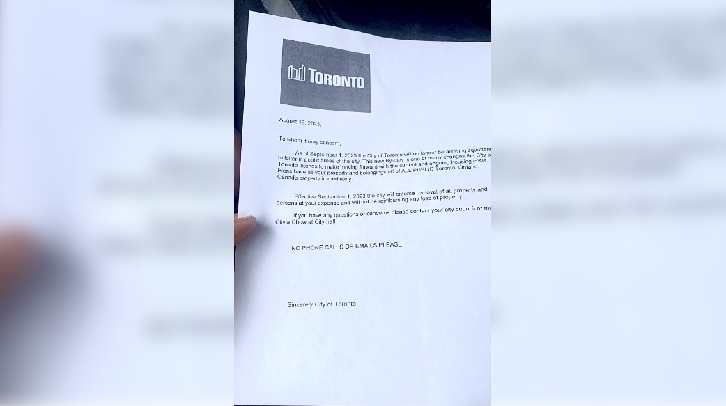 City says letter left at Allan Gardens encampment site is fake