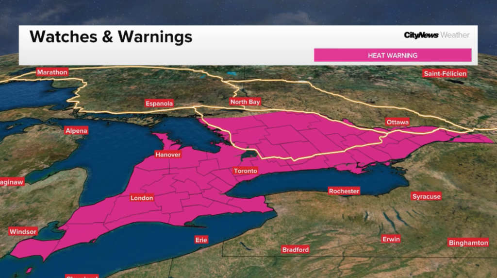 Temperatures to peak Monday as heat warning issued across GTA
