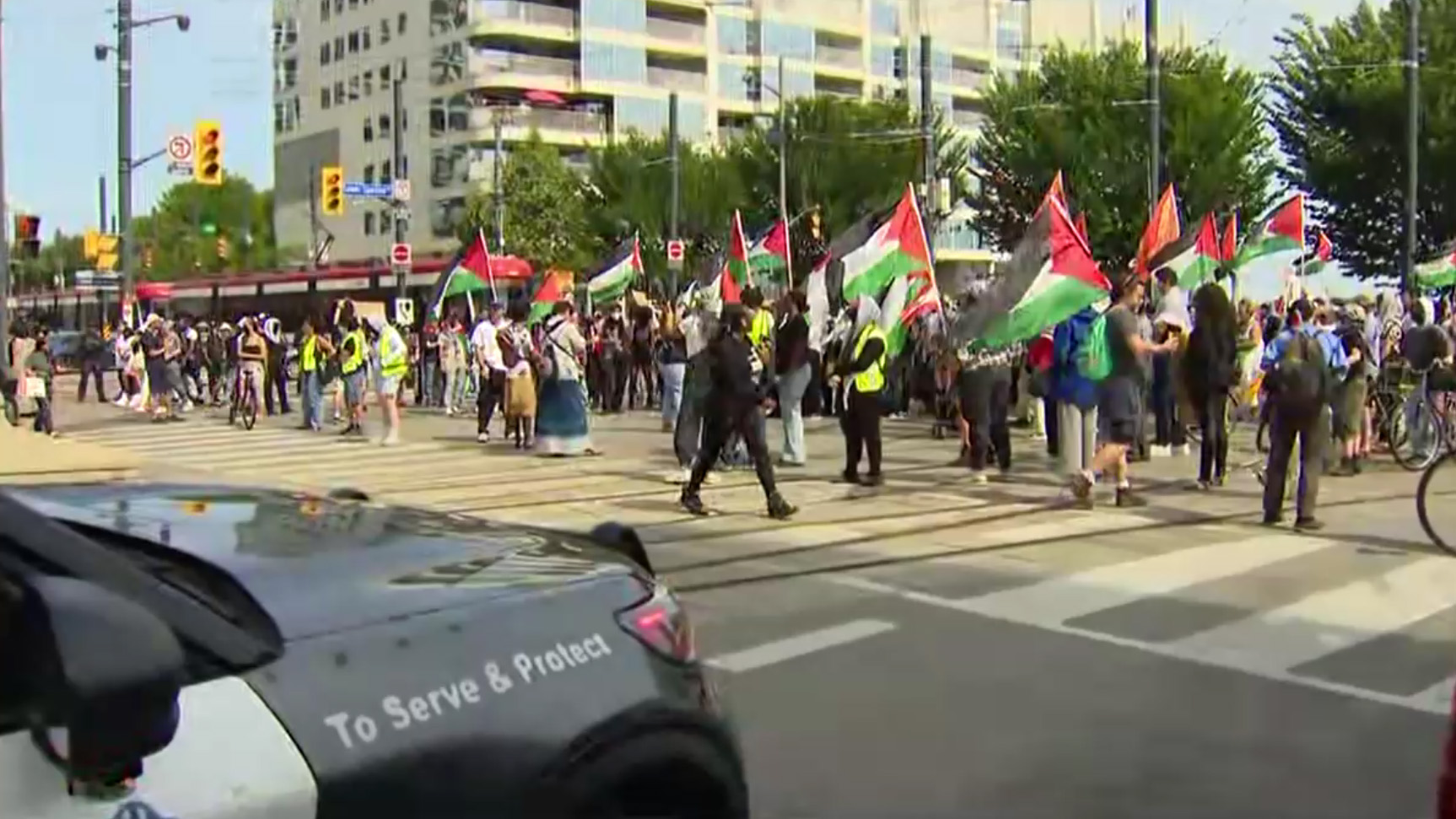 Police say 11 arrested during demonstration in Harbourfront neighbourhood