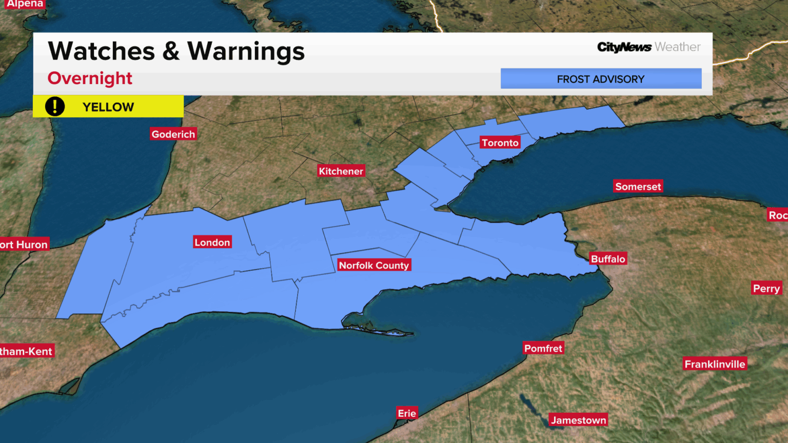 Frost advisory continues for Toronto, GTA as temperatures plunge